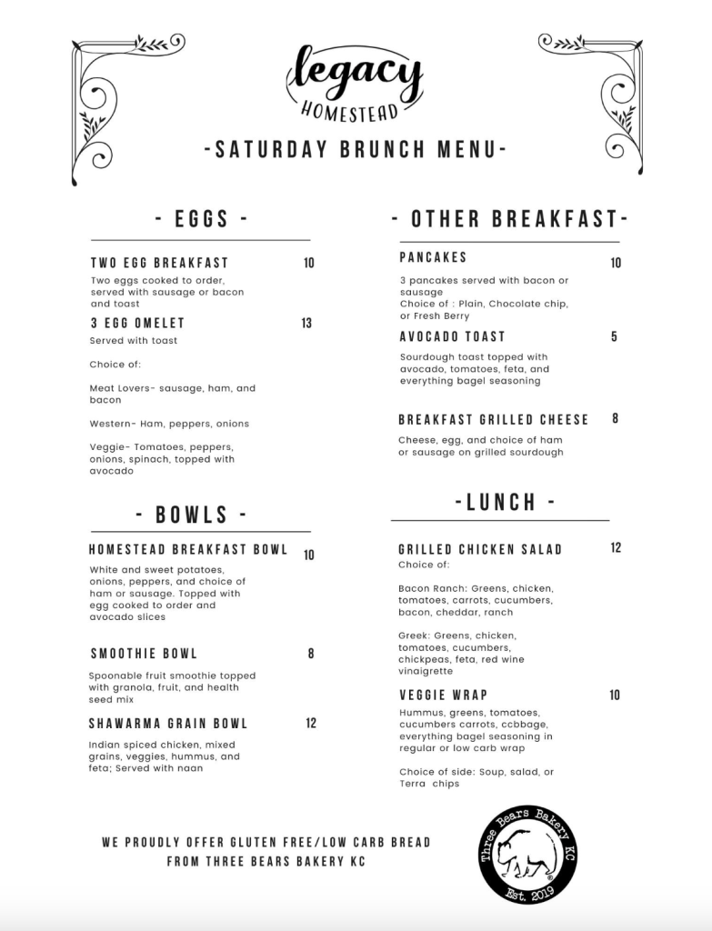 Daily Menu - Legacy Homestead